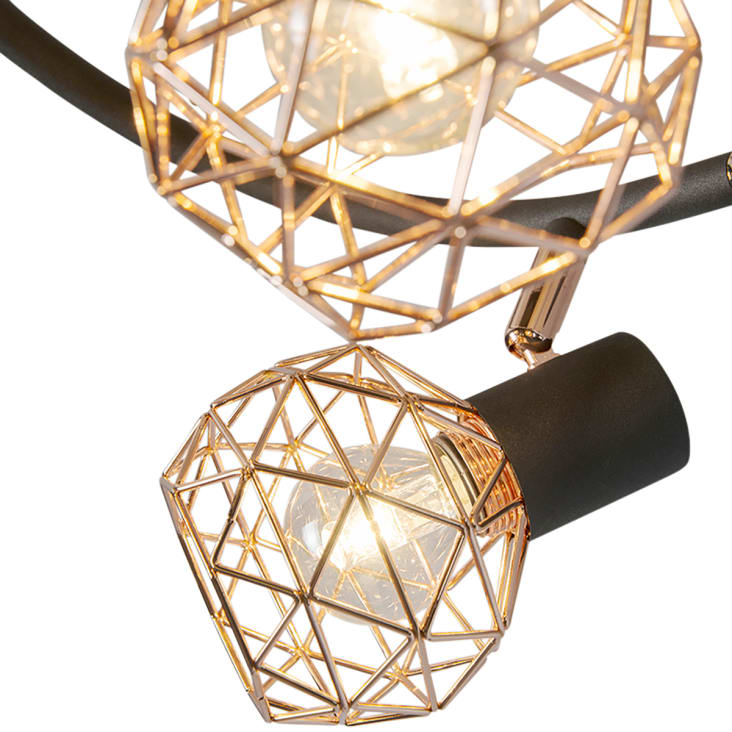 Plafón moderno negro/cobre 3 luces 45 x 15.5 (cm) Mesh | Maisons du Monde