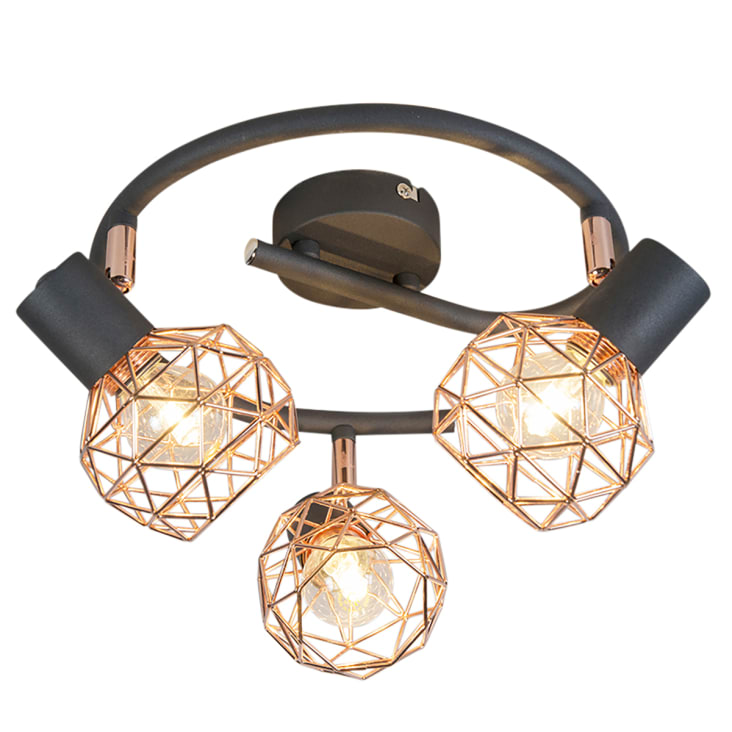 Plafón moderno negro/cobre 3 luces 45 x 15.5 (cm) Mesh | Maisons du Monde