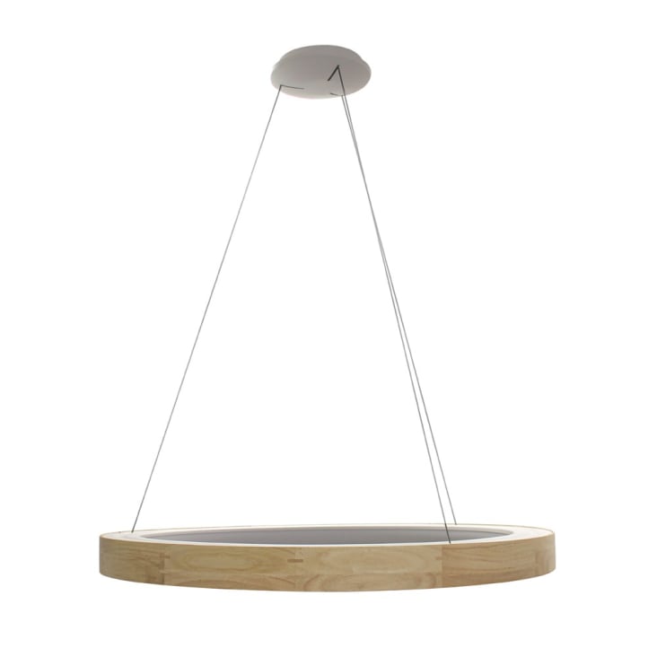 Lámpara colgante led circular nórdico con pantalla de madera ø92 cm MAD ...