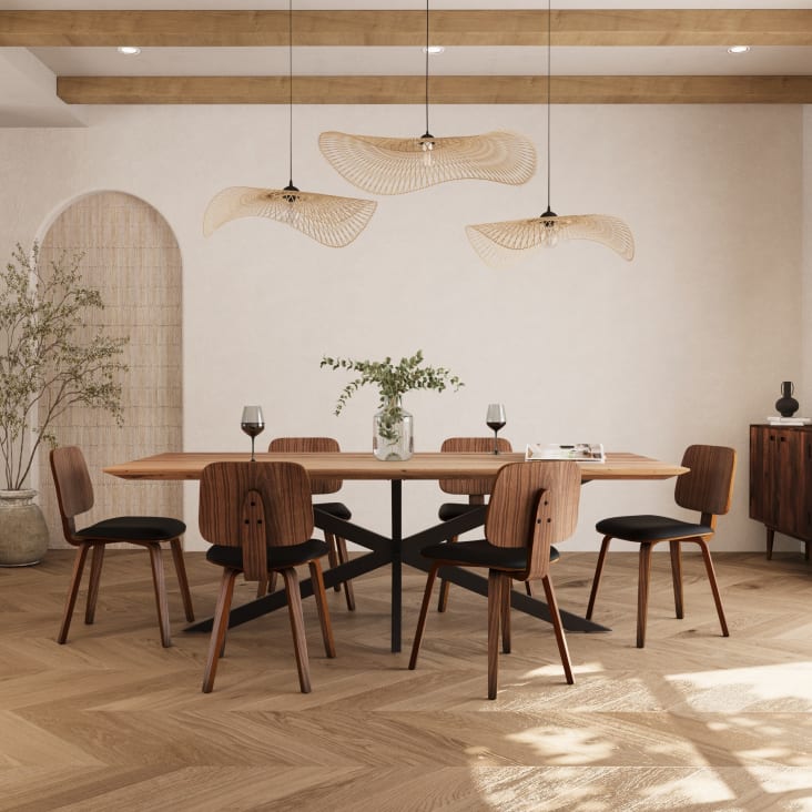 Mesa rectangular para 6-8 personas en madera de suar y metal 220 cm ...