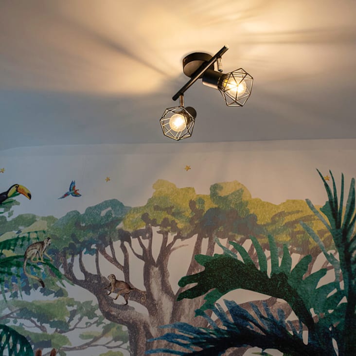 Plafoniera art deco orientabile in acciaio nera 2 luci Mosh | Maisons du Monde