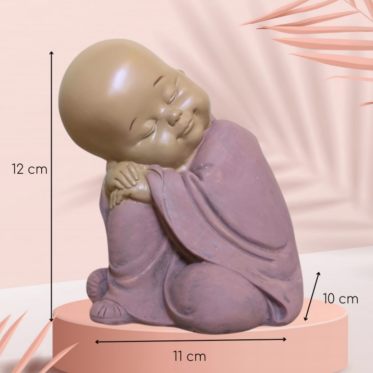 Statue à poser Bouddha Bébé Dormeur en résine Rose et Beige - H12cm Bouddha | Maisons du Monde