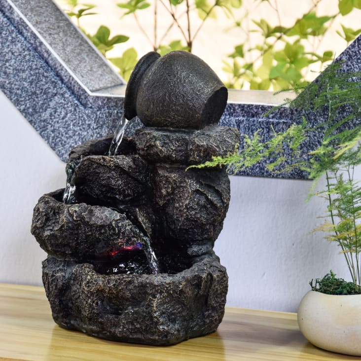 Fontaine d'intérieur Jarre en résine marron et éclairage led - H31cm Nivello | Maisons du Monde