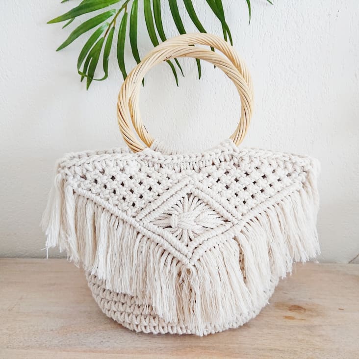 Bolso Macramé, blanco LUNA | Maisons du Monde
