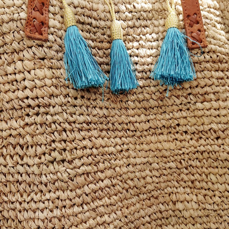 Strandtasche aus Bast und Leder, beige JEMEN | Maisons du Monde