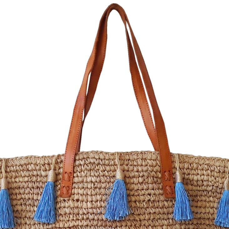 Strandtasche aus Bast und Leder, beige JEMEN | Maisons du Monde