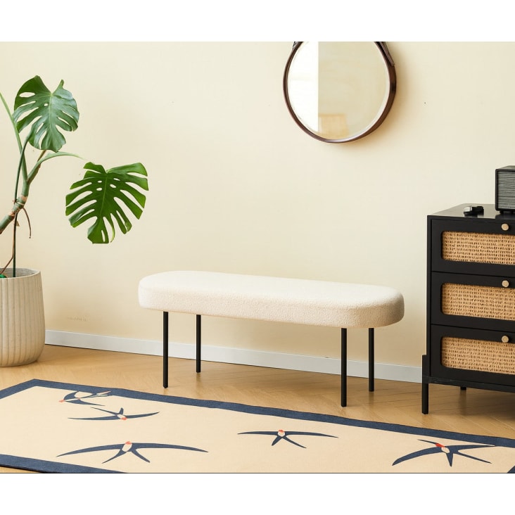 Sitzbank aus Metall und Wolle Weiß | Maisons du Monde