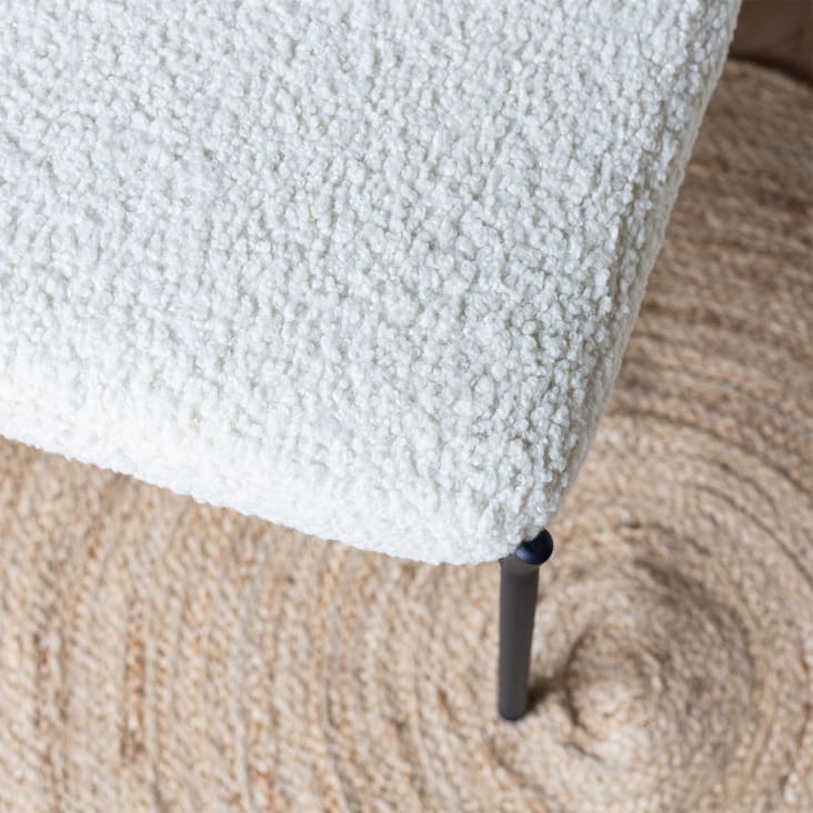 Poltrona in tessuto bouclette beige con poggiapiedi Eira | Maisons du Monde