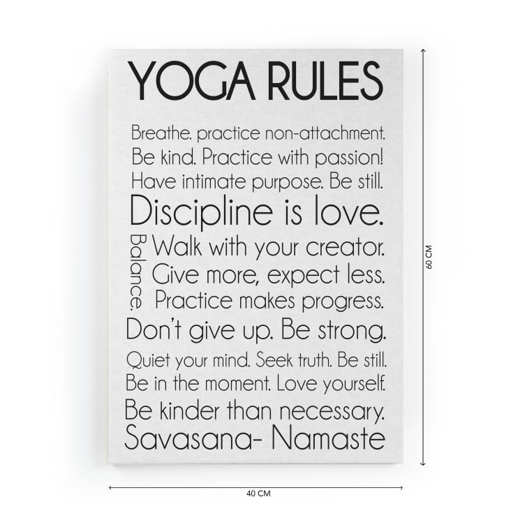 Peinture sur toile 60x40 imprimé HD règles yoga YOGA RULES | Maisons du ...