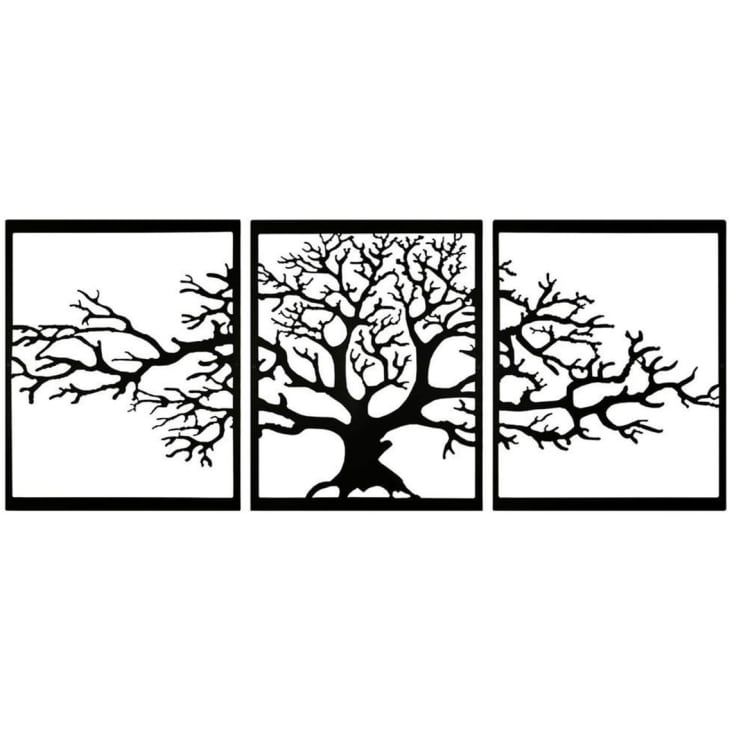 Déco murale triptyque arbre de vie en métal noir 147x60 cm | Maisons du ...