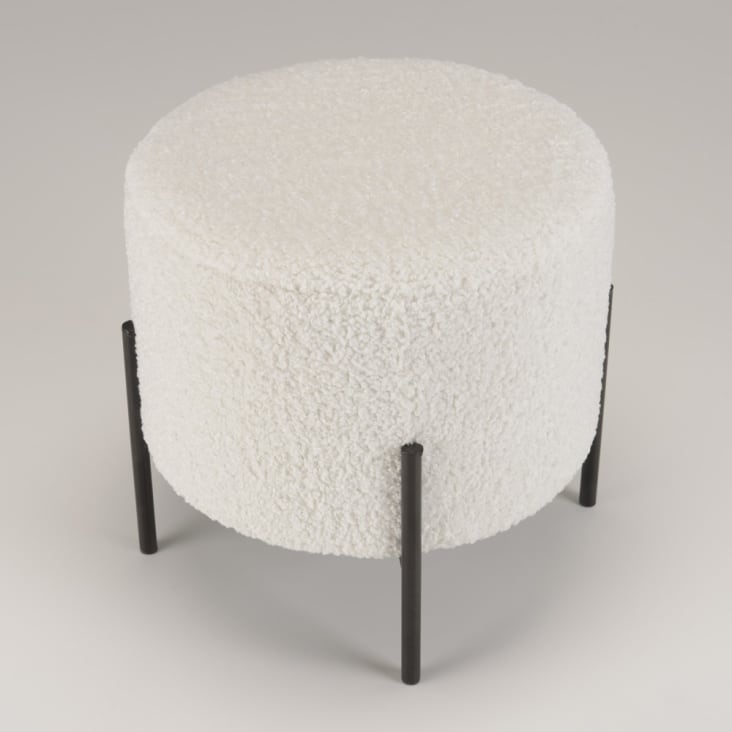 Runder Hocker aus Boucle Stoff mit Metallbeinen, 40x40cm Albane ...