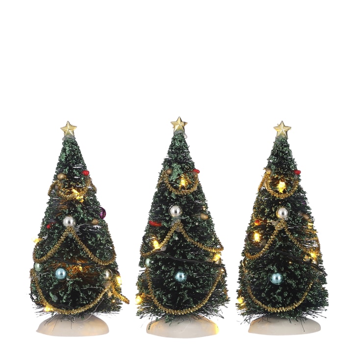 3 alberi di Natale in miniatura con luci LED colorate lampeggianti H15 ...