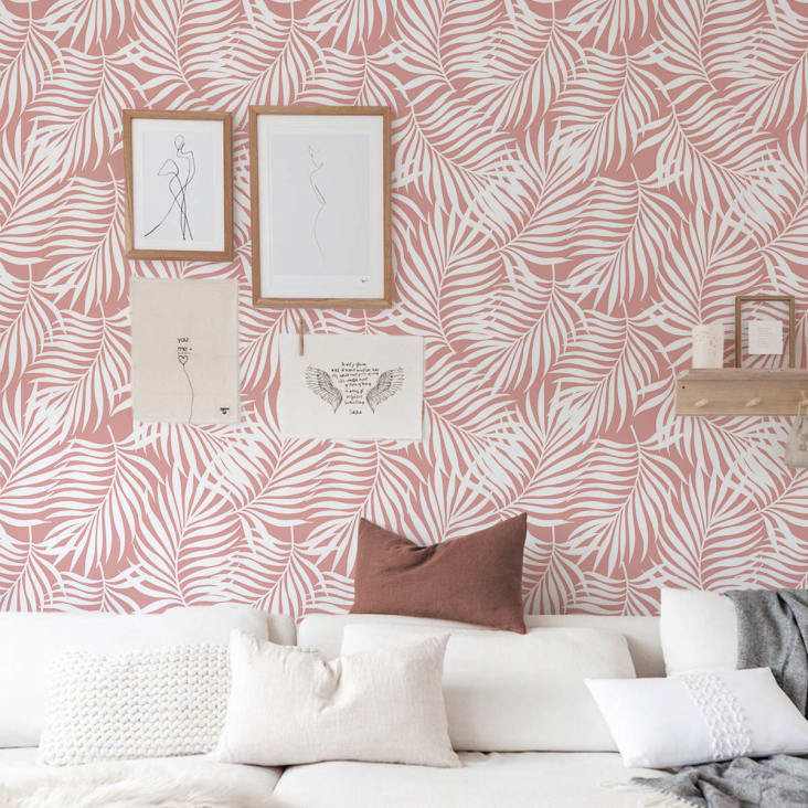 Carta da parati adesiva in vinile foglie tropicali rosa caldo 50x300cm ...