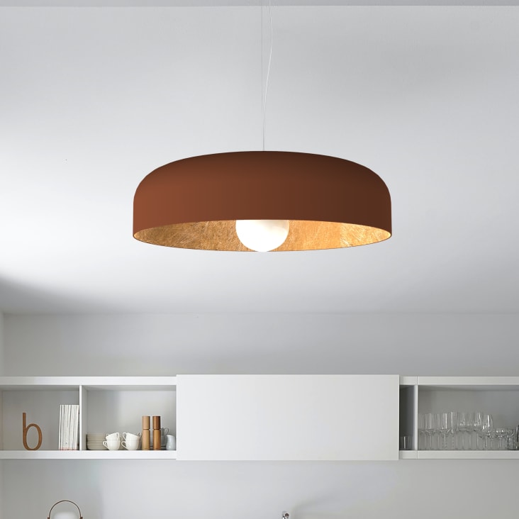 Suspension en métal marron et feuille d'or interne E27 Tuzzi | Maisons ...
