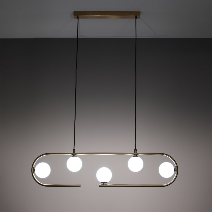 Lampadario in acciaio verniciato ottone cm. L.86 P.9,5 H.22 Mason ...
