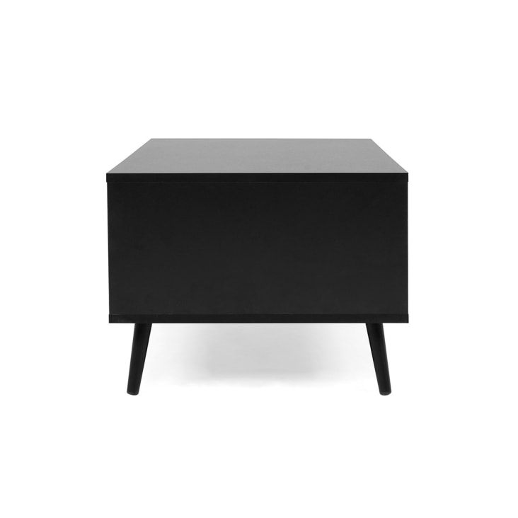 Table basse 1 abattant 2 niches impression cannage et noir- L100 cm ...