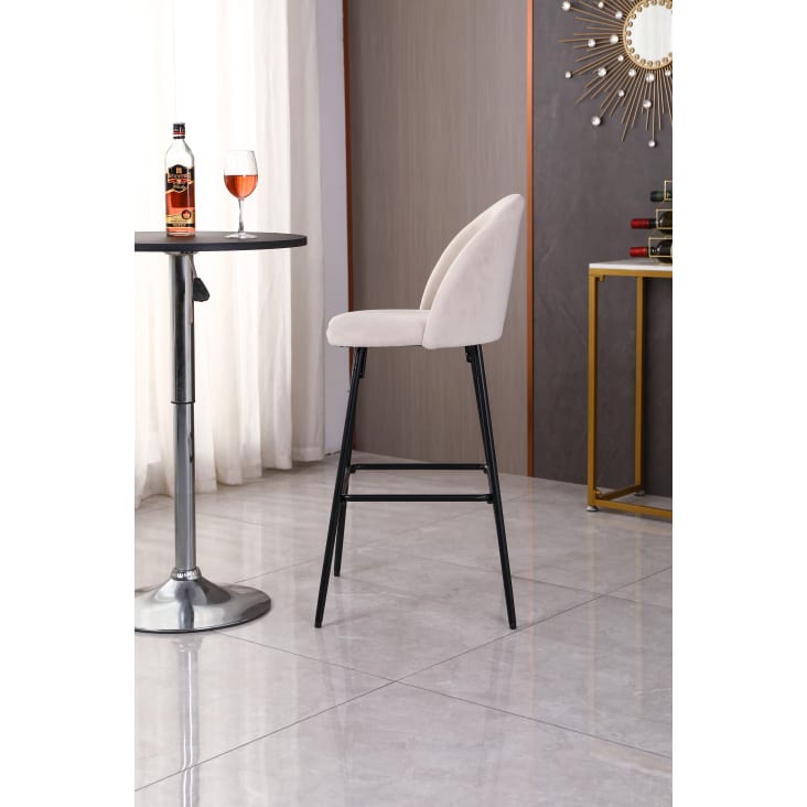 Barhocker (2er Set) aus Metall und Stoff Beige | Maisons du Monde
