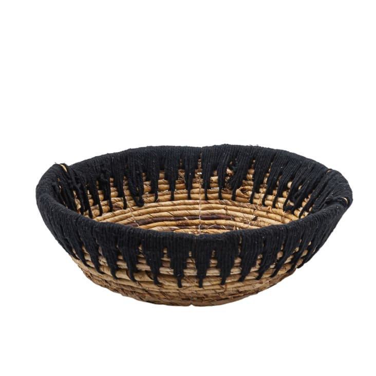 Corbeille à fruits en fibres naturelles brodée en coton noir D.25cm ...