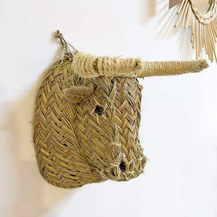 Tête de Taureau en fibres naturelles, décoration murale 25 x 22 cm ...