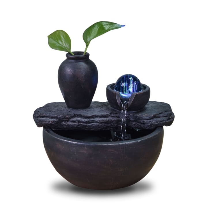 Zen-Zimmerbrunnen aus Kunstharz mit Led-Beleuchtung - H19 cm Silice ...