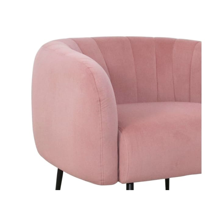 Butaca diseño envolvente de terciopelo rosa y patas negras TELMA ...
