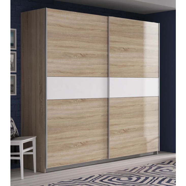 Armario 2 puertas correderas de 220 cm color roble WINTER | Maisons du ...