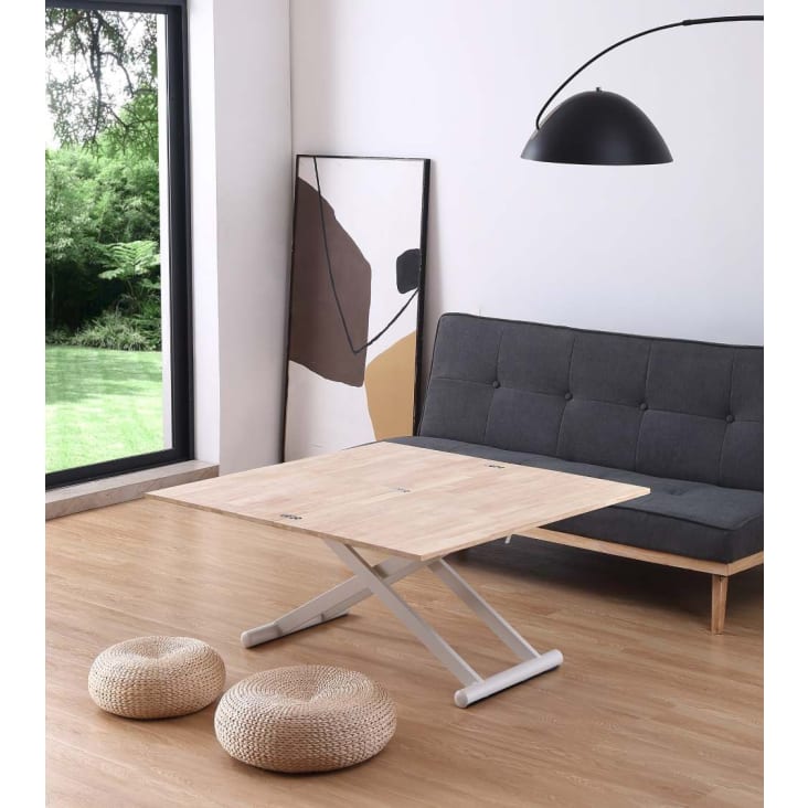 Mesa centro convertible en mesa comedor patas metal blancas XANA ...