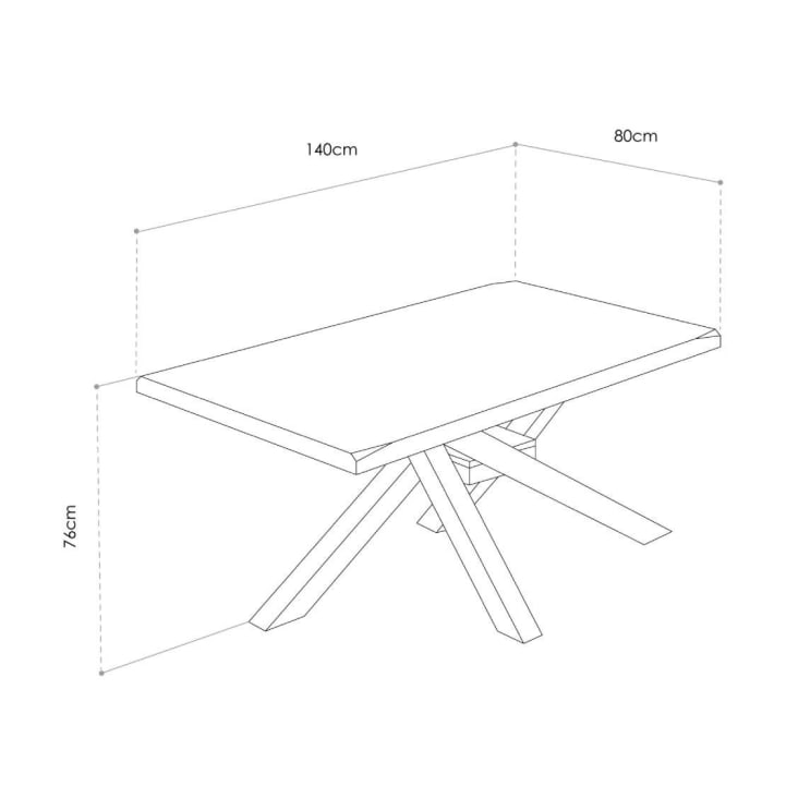 Mesa roble 140x80 cm pata central cruzada color blanco GAEL | Maisons du Monde