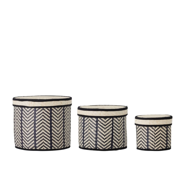 Set di 3 cestini con coperchio in alghe nere Islim | Maisons du Monde