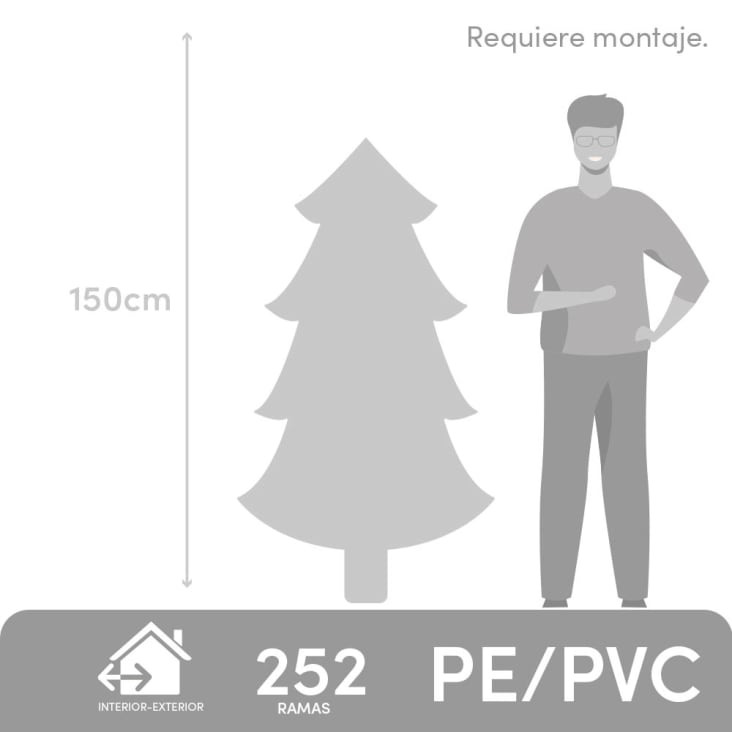 Árbol de Navidad artificial de 252 ramas Alt.150 verde | Maisons du Monde