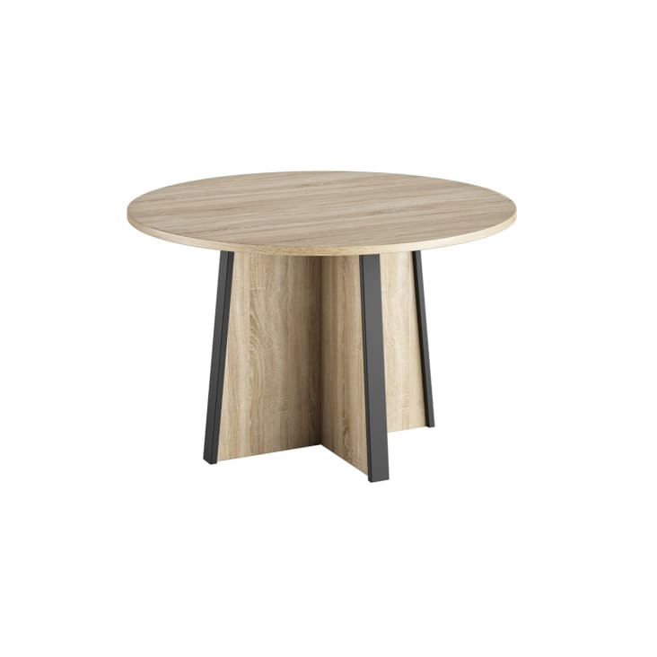 Table Ronde 4 Places L120 cm Décor Bois Clair - Marron clair Mambo ...