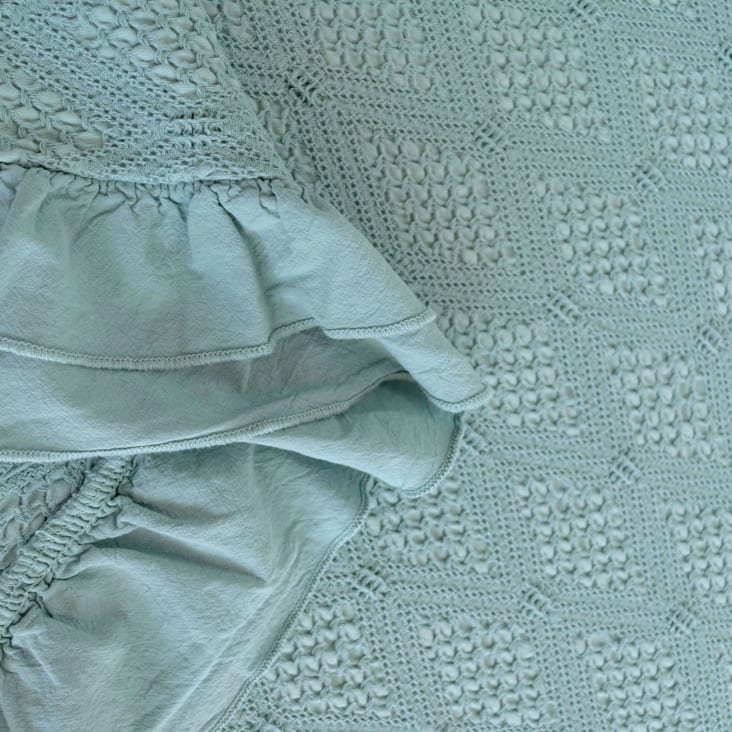 Colcha verde agua volante 100% algodón prelavado 200x260 cm ALMA ...