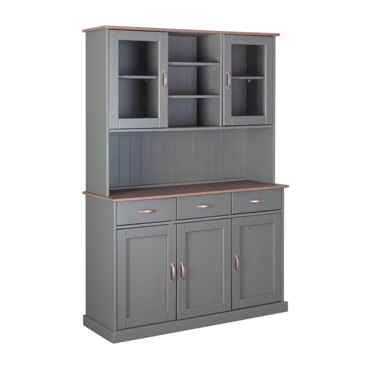 Buffet vaisselier 5 portes 3 tiroirs coloris gris MELINA | Maisons du Monde