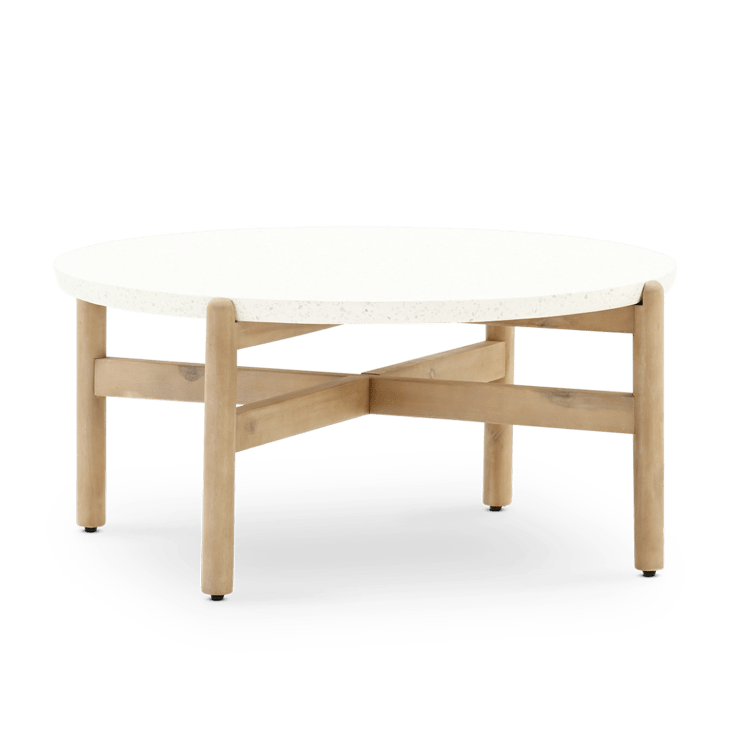 Mesa baja redonda madera y terrazo d80cm Provenza | Maisons du Monde