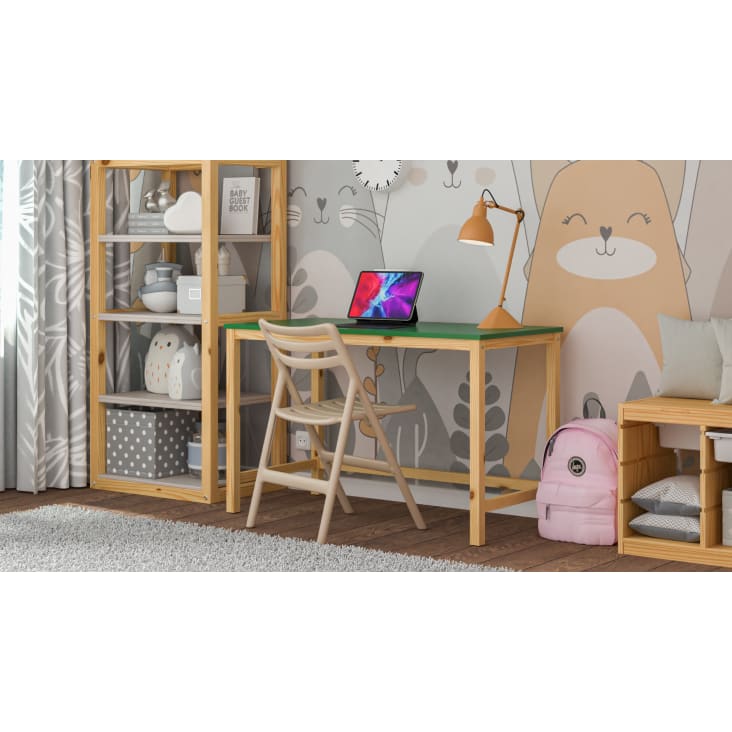 Escritorio infantil en madera maciza de pino&MDF 120x60 verde | Maisons ...