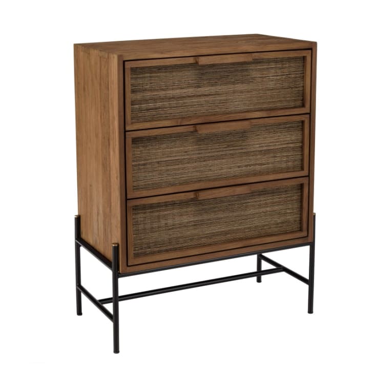 Cómoda con 3 cajones de madera de teca reciclada de 79,5x40x100 cm ...