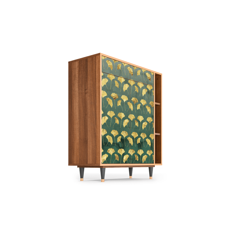 Sideboard grün und gelb mit 2 Schubladen und 2 Türen L 94 cm GINGKO LEAVES | Maisons du Monde