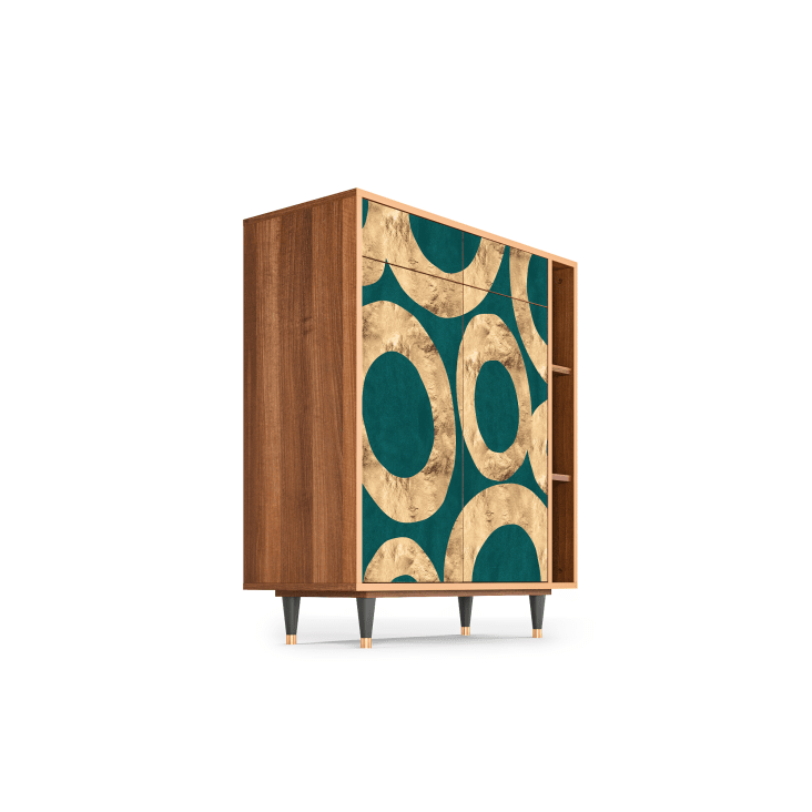 Sideboard blau-grün mit 2 Schubladen und 2 Türen L 94 cm ZIRCON SPHERE ...