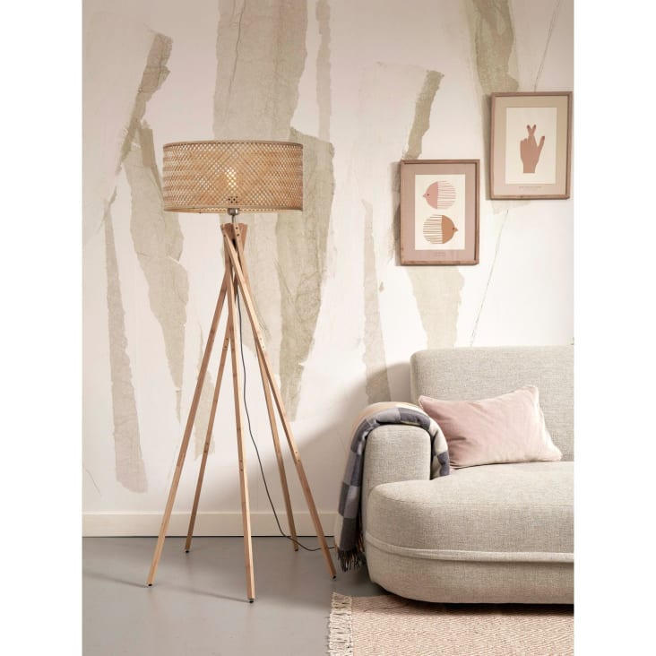 Lampadaire bambou abat-jour bambou naturel, h. 146cm JAVA | Maisons du Monde