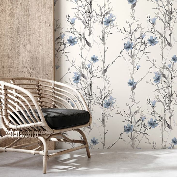 Papel pintado autoadhesivo flores azules 65x260cm | Maisons du Monde