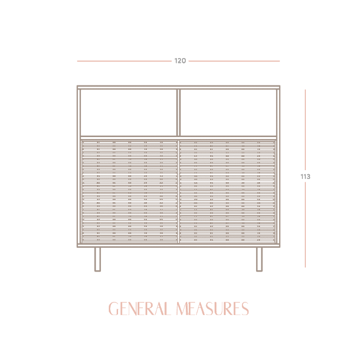 Hohe Sideboard aus Massivem Kiefernholz natur - 120 cm Formentera ...