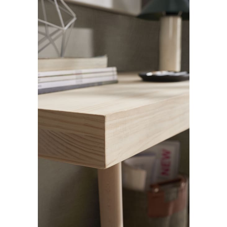 Escritorio de madera maciza natural, color blanco y encerado TOKIO ...