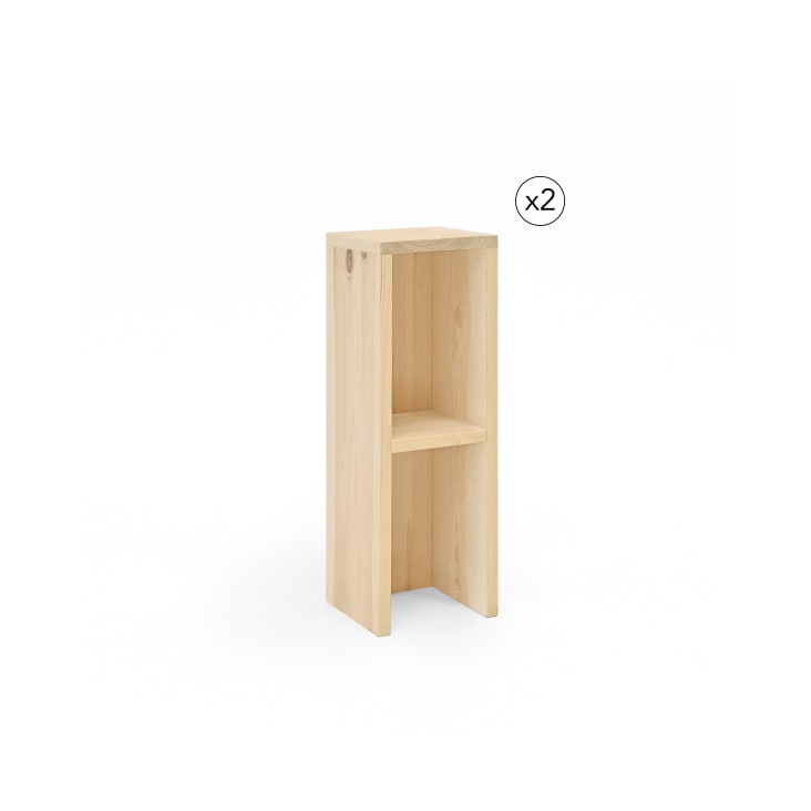 Pack 2 mesitas de noche o auxiliares de madera maciza natural 20x60cm ...