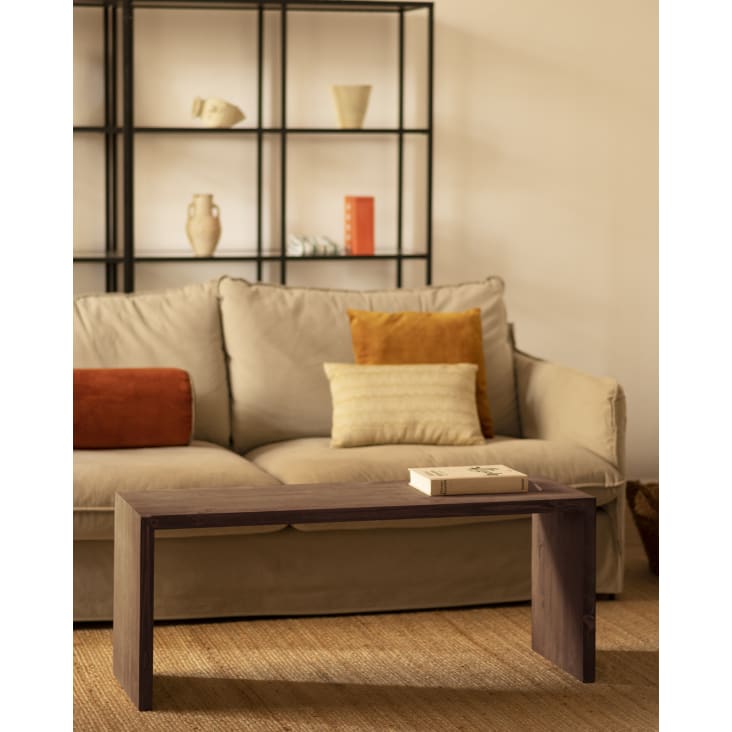 Mesa de centro de madera maciza en tono nogal de 109,4x59x35cm Telva ...