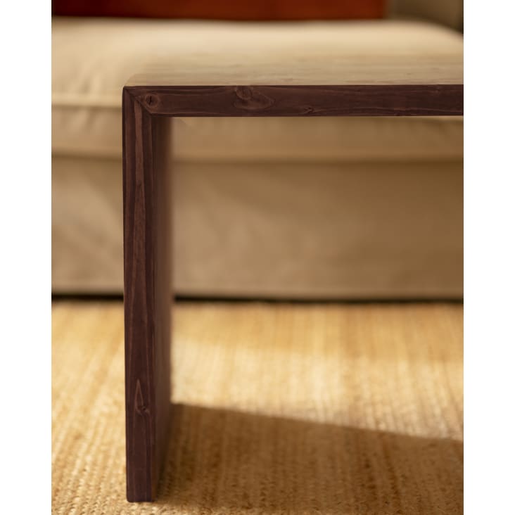 Mesa de centro de madera maciza en tono nogal de 109,4x59x35cm Telva ...