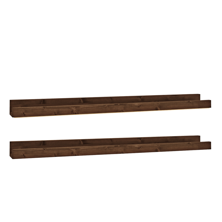 Pack 2 estantes de madera maciza flotante tono nogal 50x7cm Duc ...