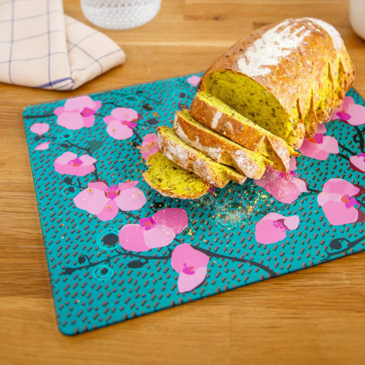 Tabla de cortar de cristal turquesa vidrio templado 32 x 25 x 1 cm COMMY | Maisons du Monde