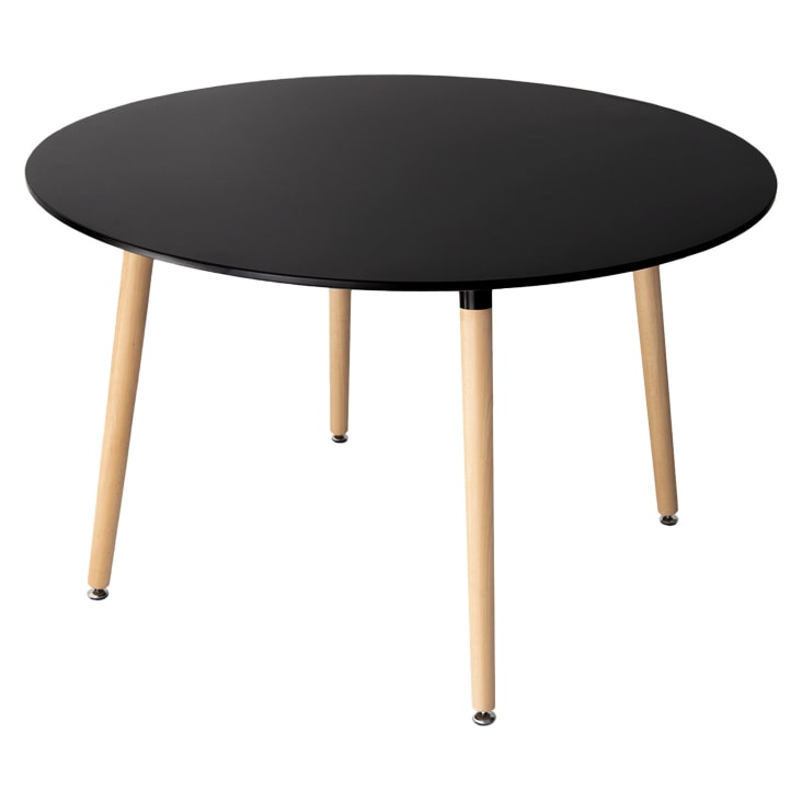 Table à manger ronde style scandinave noire et bois de hêtre Martha ...