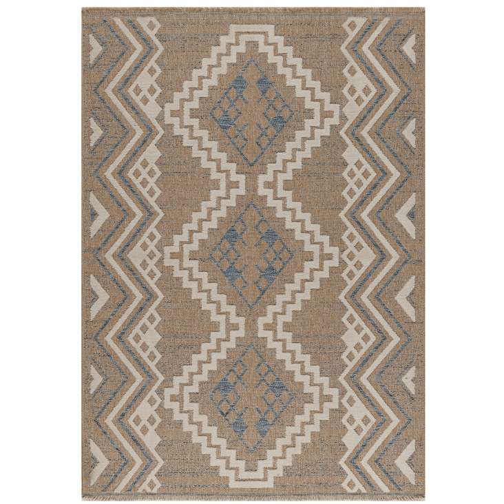 Tappeto Esterno e Interno effetto iuta blu etnico - 120x170 TULUM ...