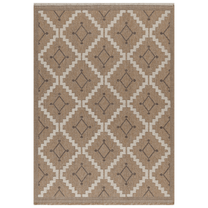 Tappeto Esterno e Interno effetto iuta geometrica marrone - 120x170 ...